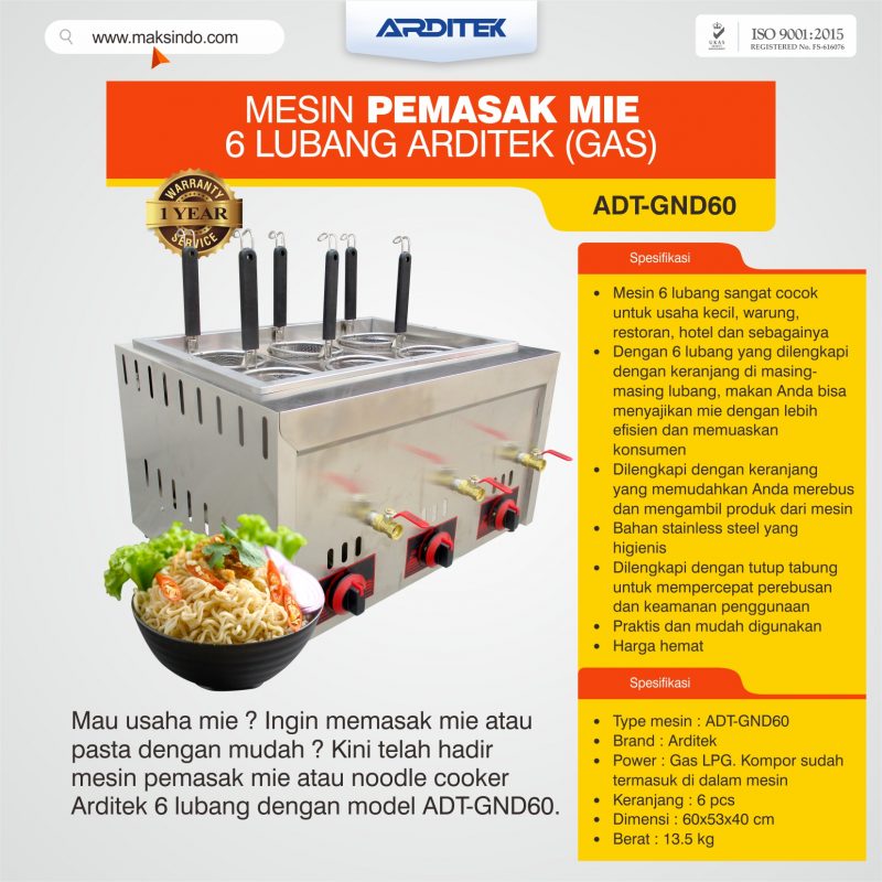 Jual Mesin Pemasak Mie 6 Lubang Arditek (gas) ADT-GND60 di Bali - Toko ...